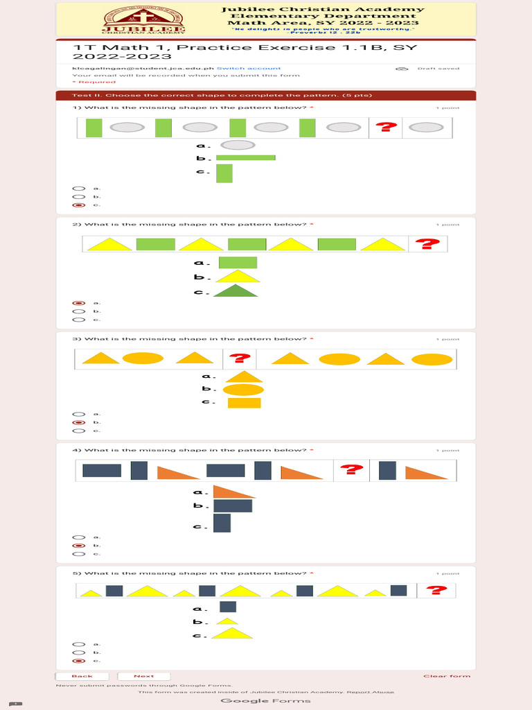1T Math 1, Practice Exercise 1.1B, SY 2022-2023 2 | PDF