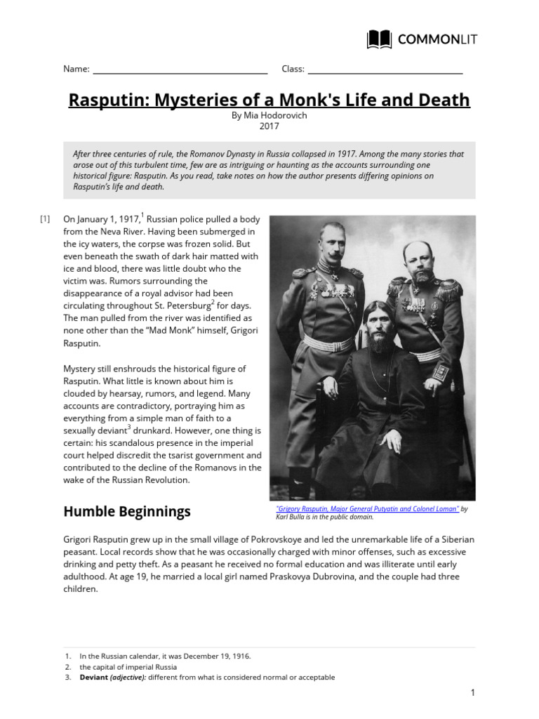 Rasputin mysteries of a monk s life and deat้ | PDF