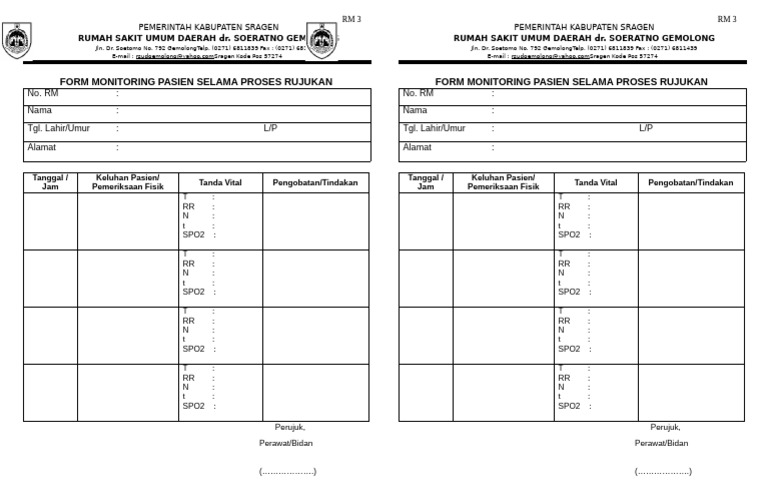 Form Monitoring Pasien Selama Rujuk | PDF
