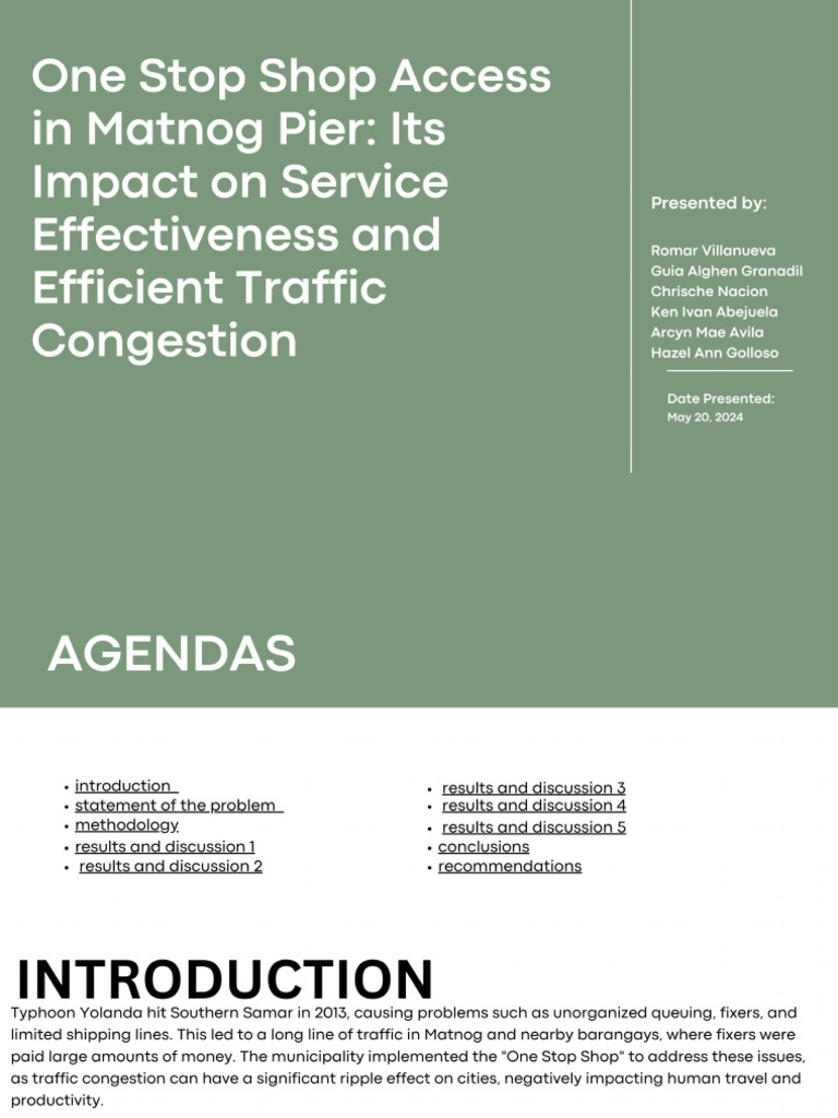 One Stop Shop Access in Matnog Pier Its Impact On Service Effectiveness ...