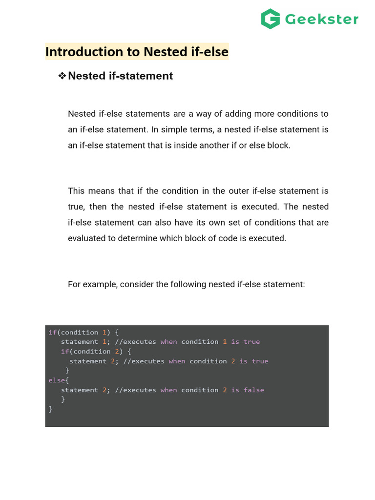 DAY5 Introduction To Nested If-Else | PDF