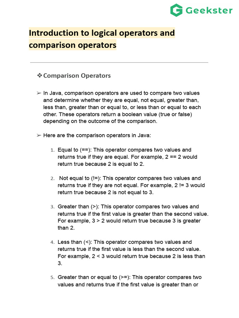 DAY3 Introduction to logical operators and Comments | PDF DAY3 Introduction to logical operators and Comments | PDF