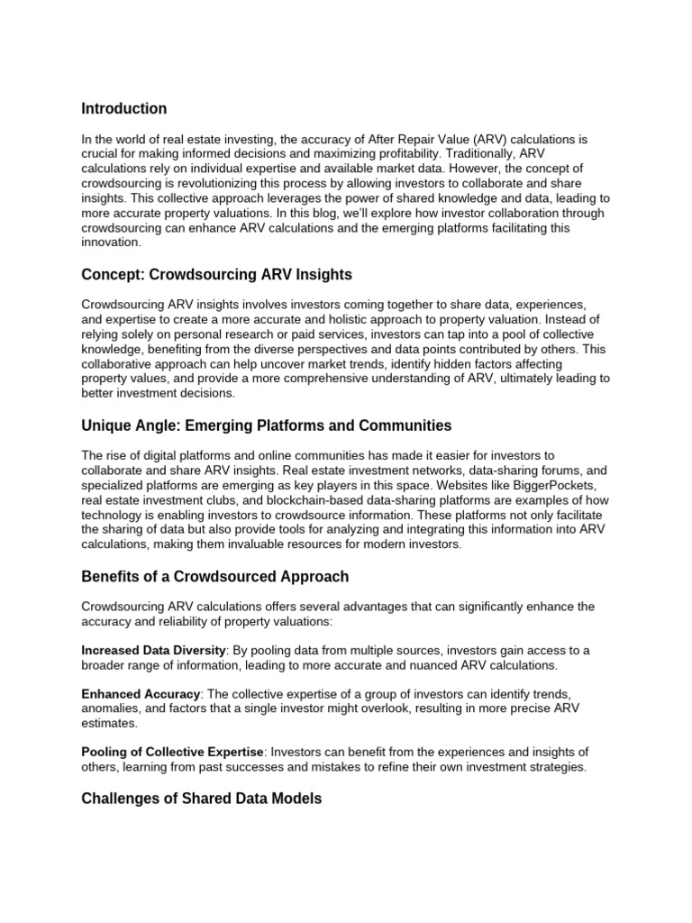 How Is ARV Calculated - Investor Collaboration - Crowdsourcing ARV ...