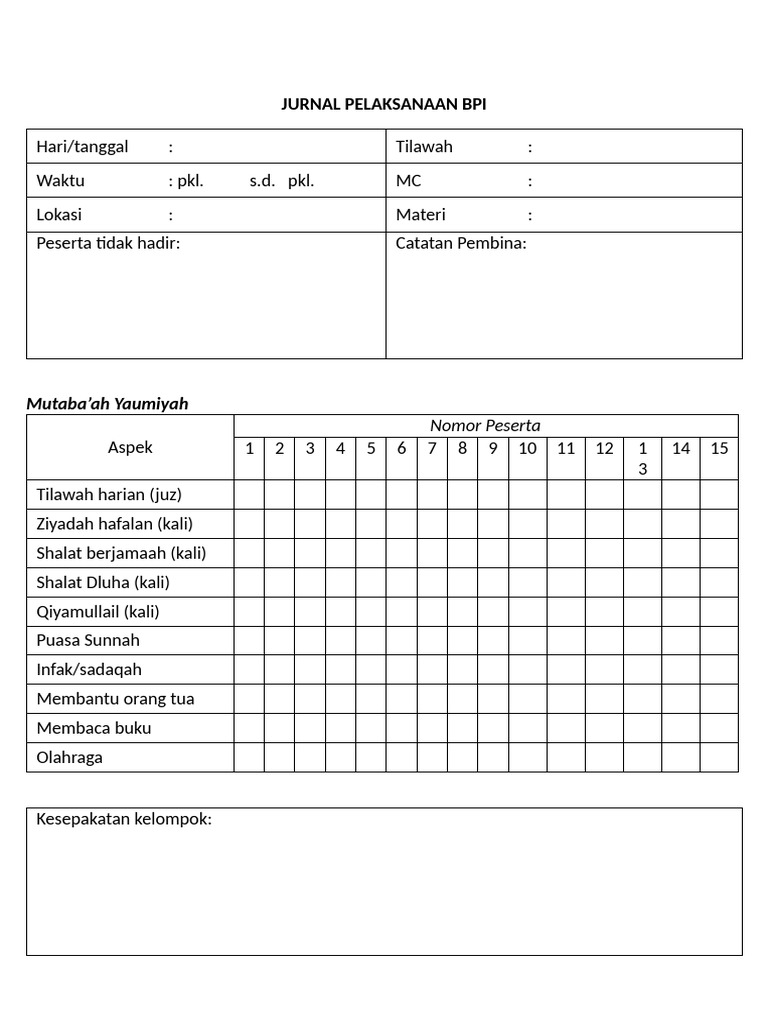 Jurnal Pelaksanaan Bpi | PDF
