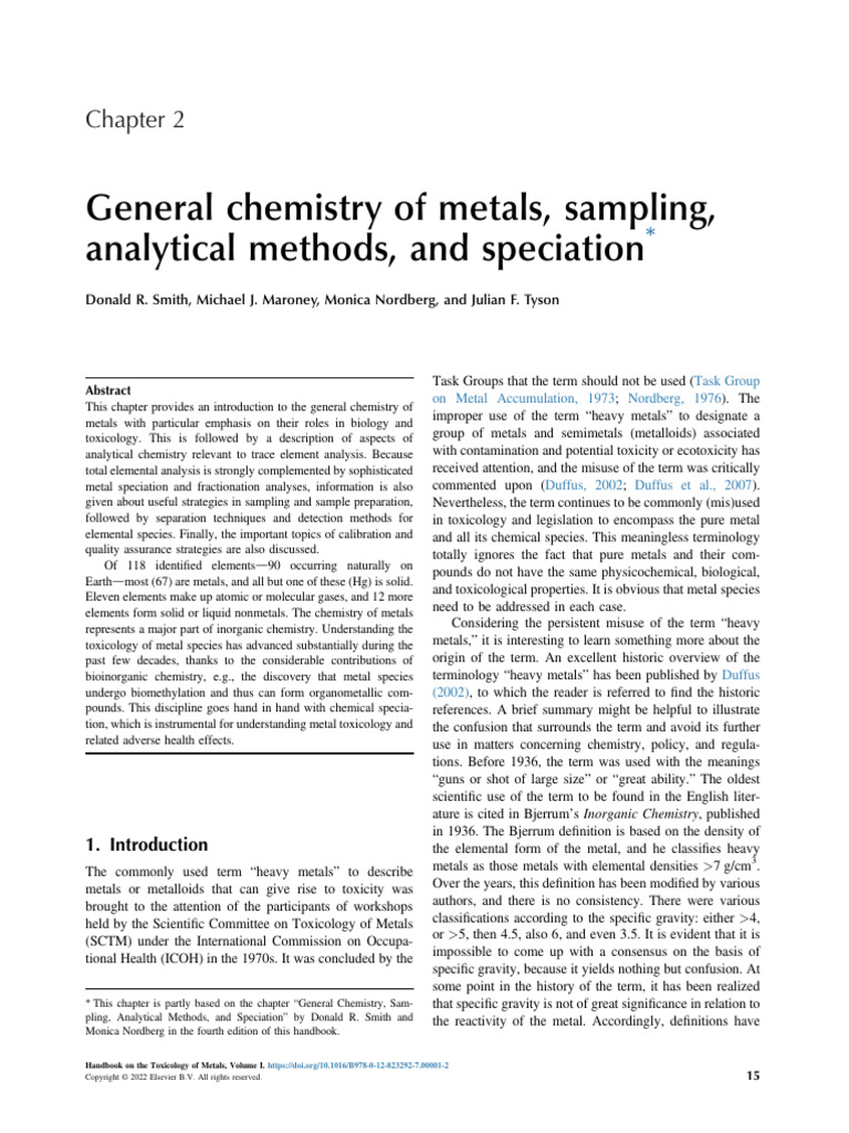 Chapter 2 - General Chemistry of Metals Sampling Analytical - 2022 ...