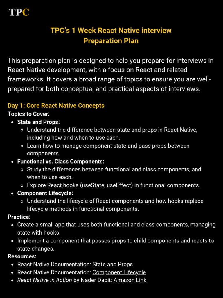 React Native Prep Plan.pdf | PDF