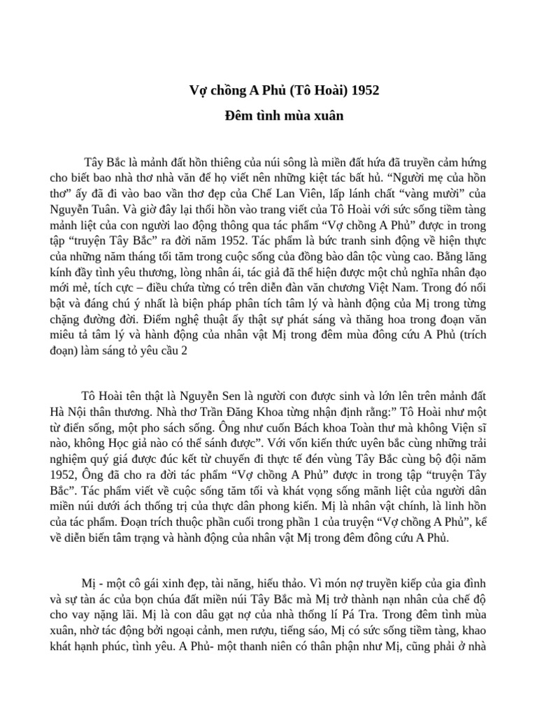 V CH NG A PH (Tô Hoài) 1952 Đêm Tình Mùa Xuân | PDF