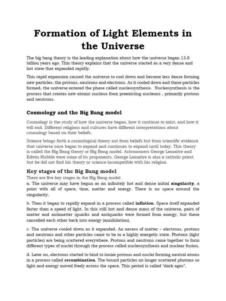 Formation of Light Elements in The Universe | PDF | Nuclear Fusion ...