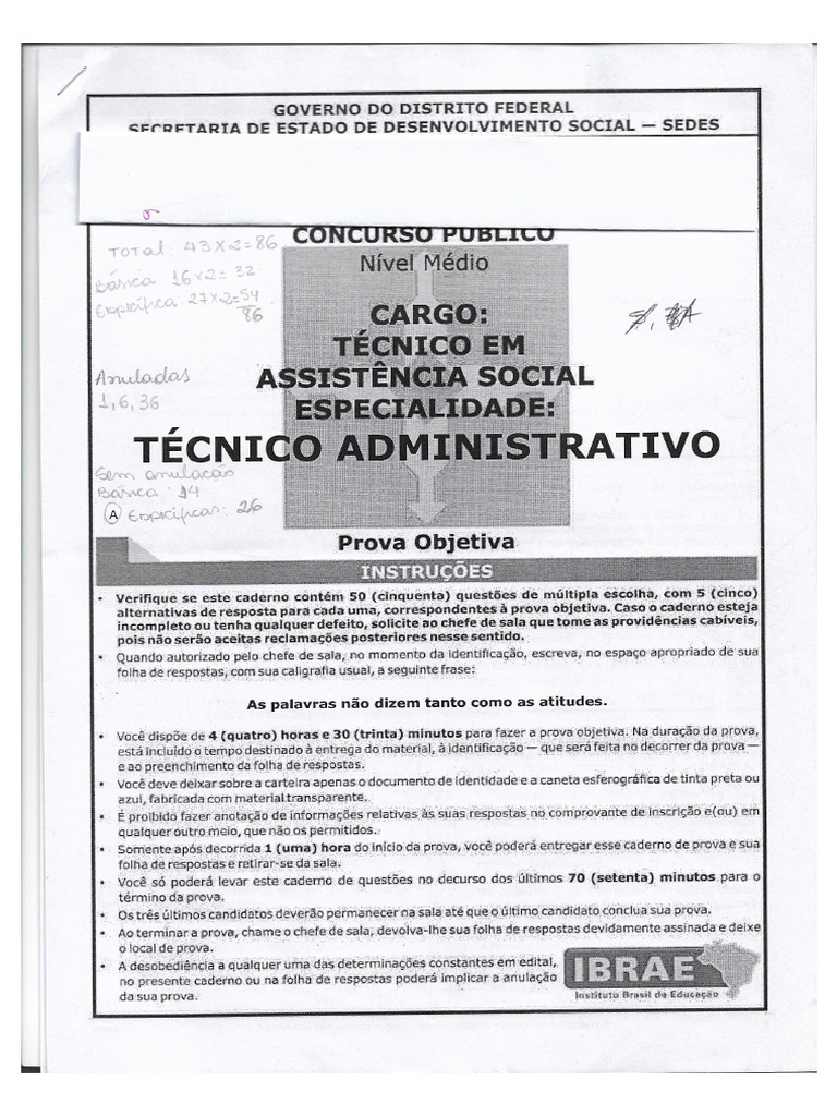 Prova - Tecnico em Assistencia Social - Tecnico Administrativo | PDF