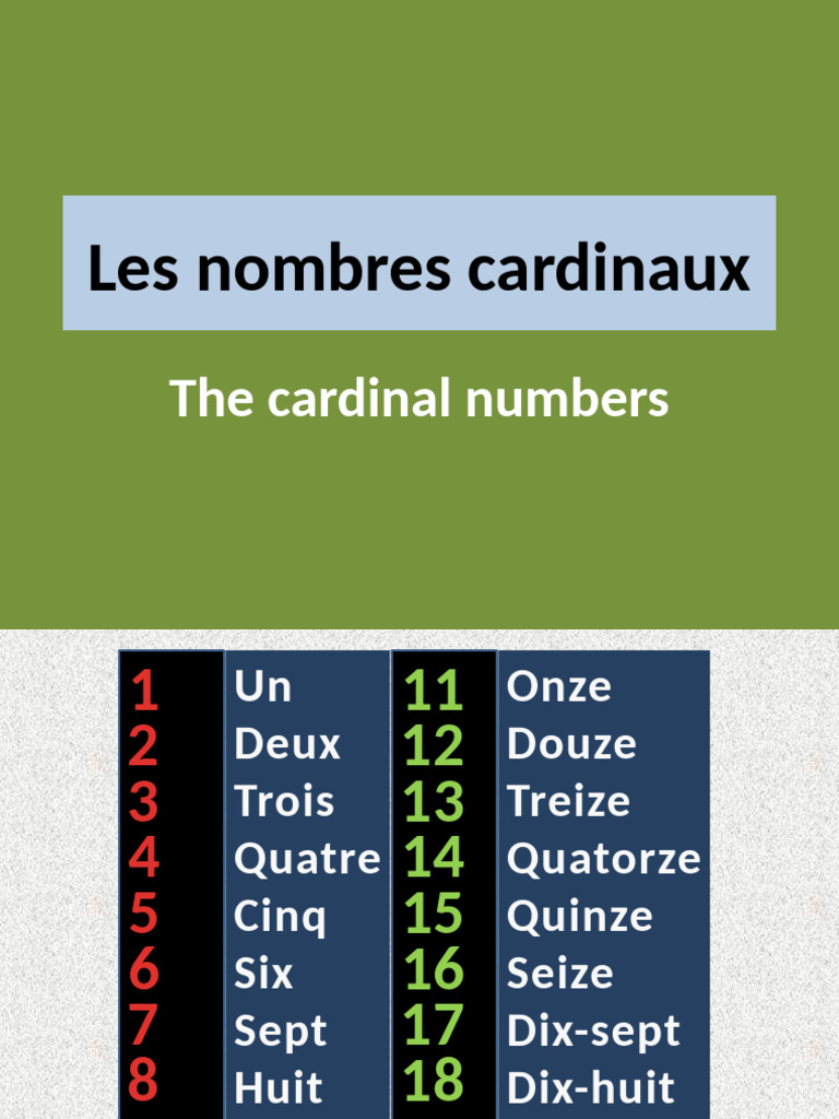 Les nombres cardinaux (0-100) | PDF