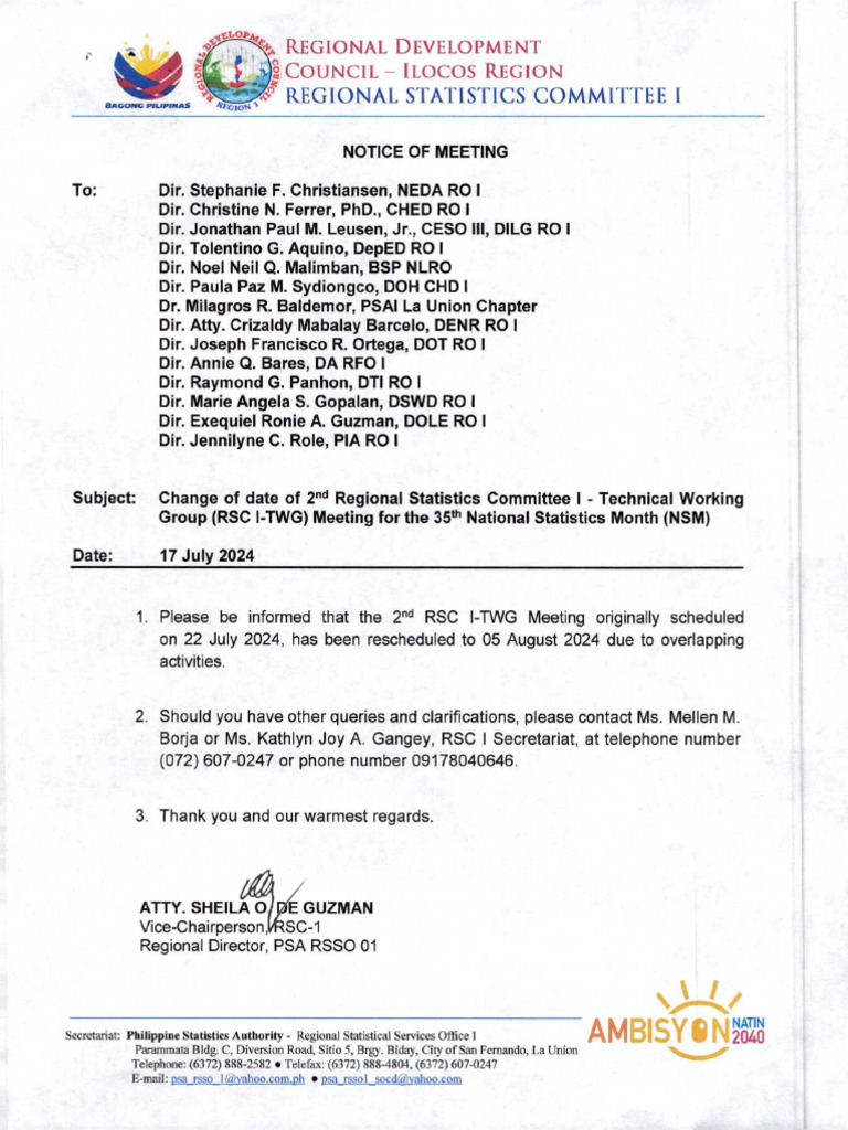 2nd RSC 1 TWG Meeting For NSM (Change of Date) | PDF