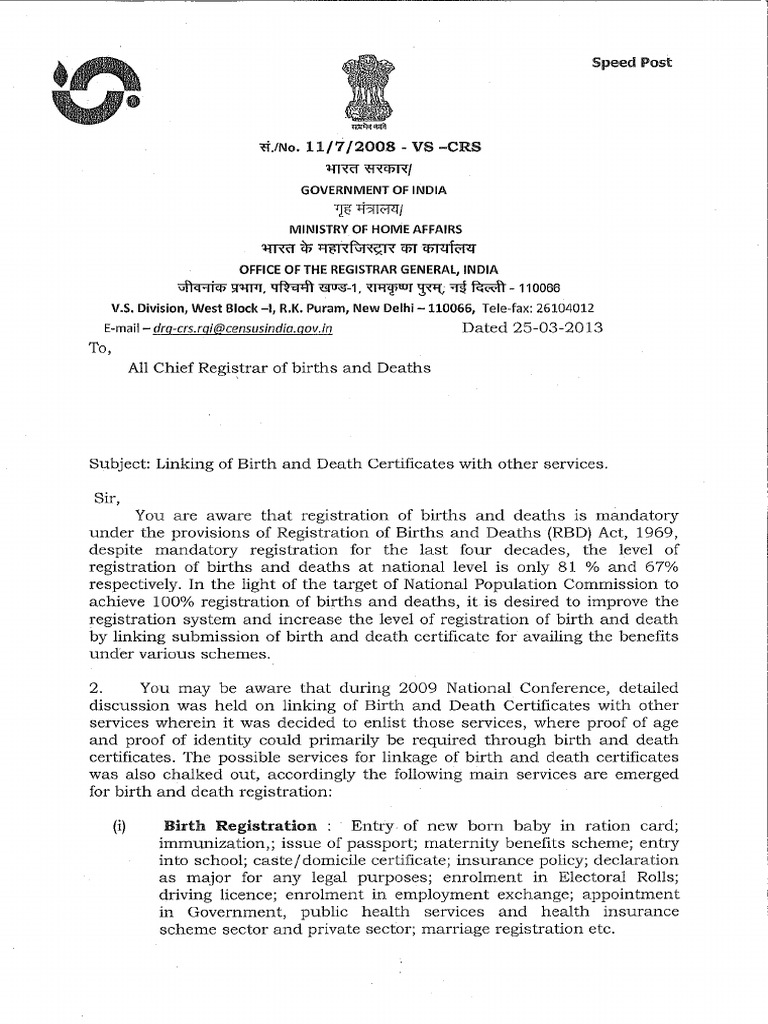 Linking of Birth and Death Certificates With Other Services | PDF