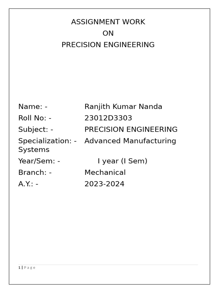 Precision Engg | PDF