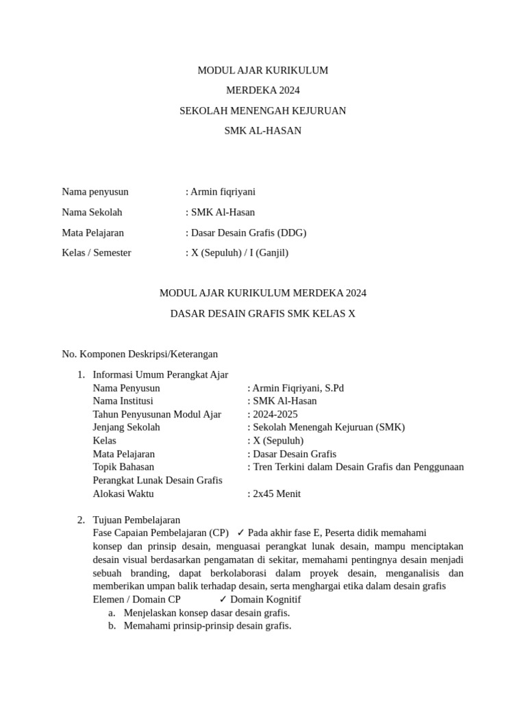 Modul Ajar Kurikulum DDG | PDF