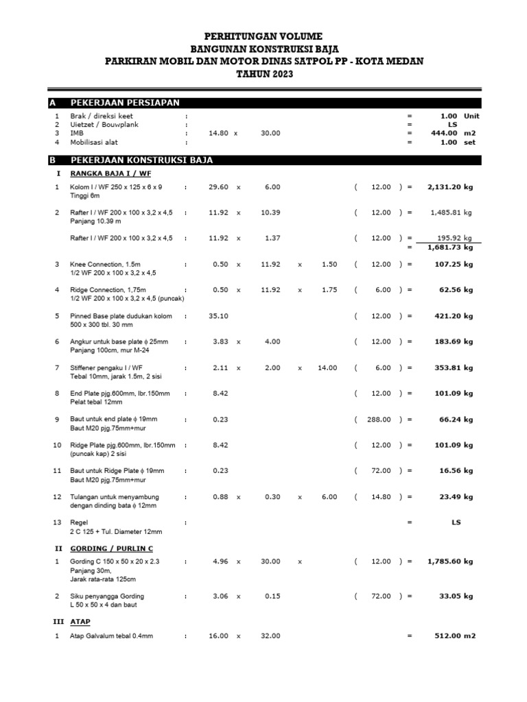 Perhitungan Volume Rab Parkir 2 | PDF