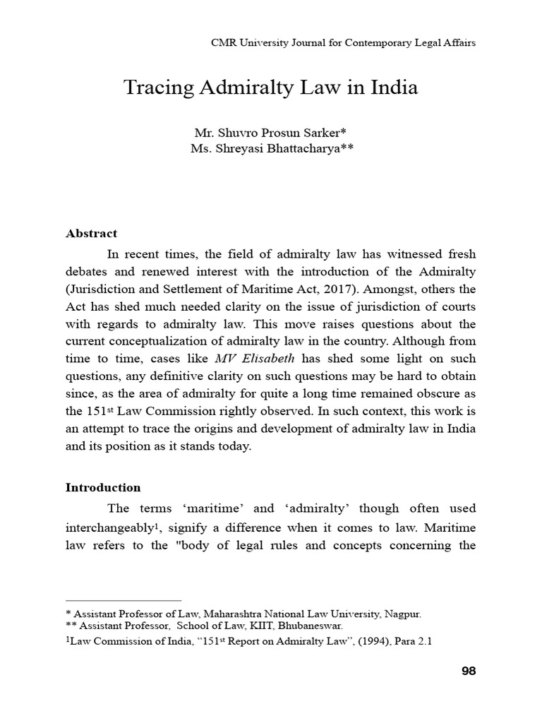 Evolution of Admiralty Law in India | PDF | Admiralty Law | Jurisdiction