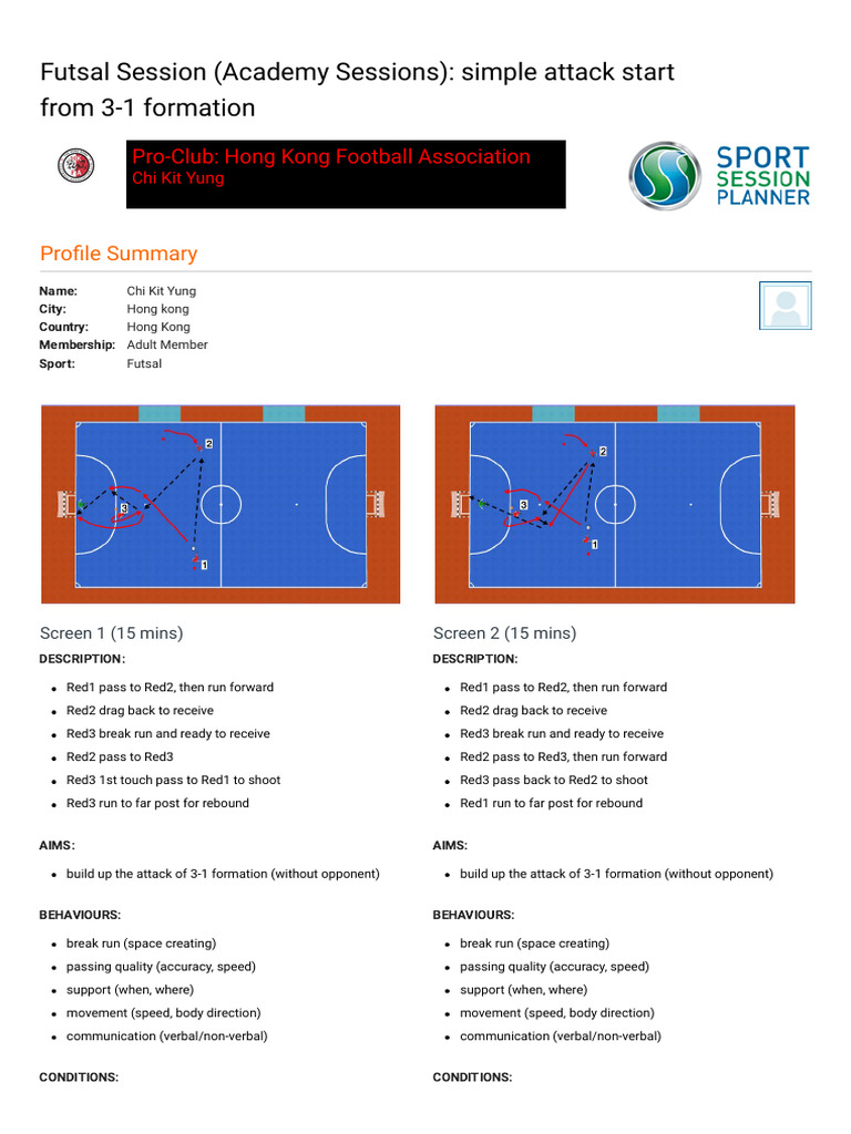 Futsal - Simple Attack Start From 3-1 Formation (Tactical - Team R | PDF
