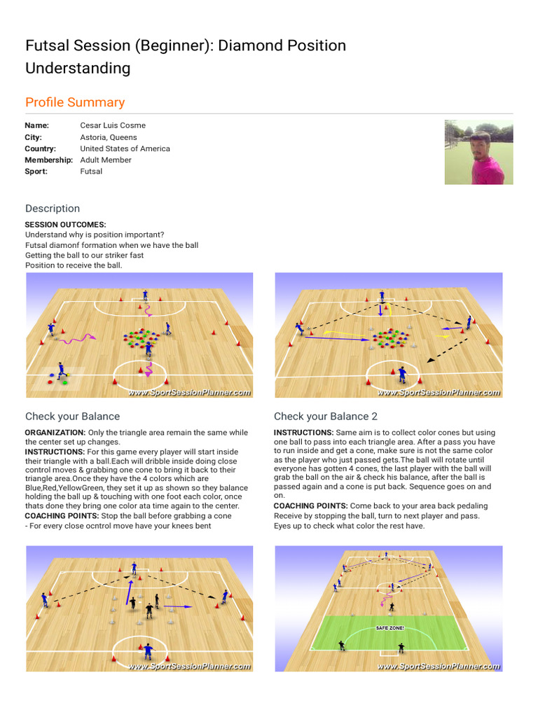 Futsal - Diamond Position Understanding (Tactical - Attacking Prin | PDF