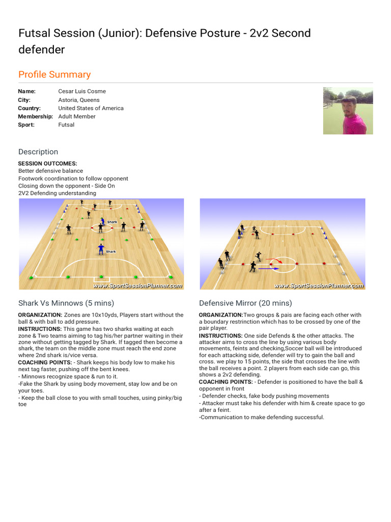 Futsal - Defensive Posture - 2v2 Second Defender (Tactical - Defen | PDF