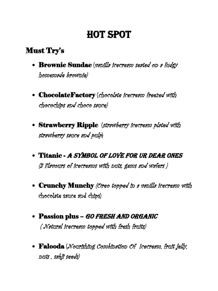 Crazzy Cones at Hot Spot | PDF