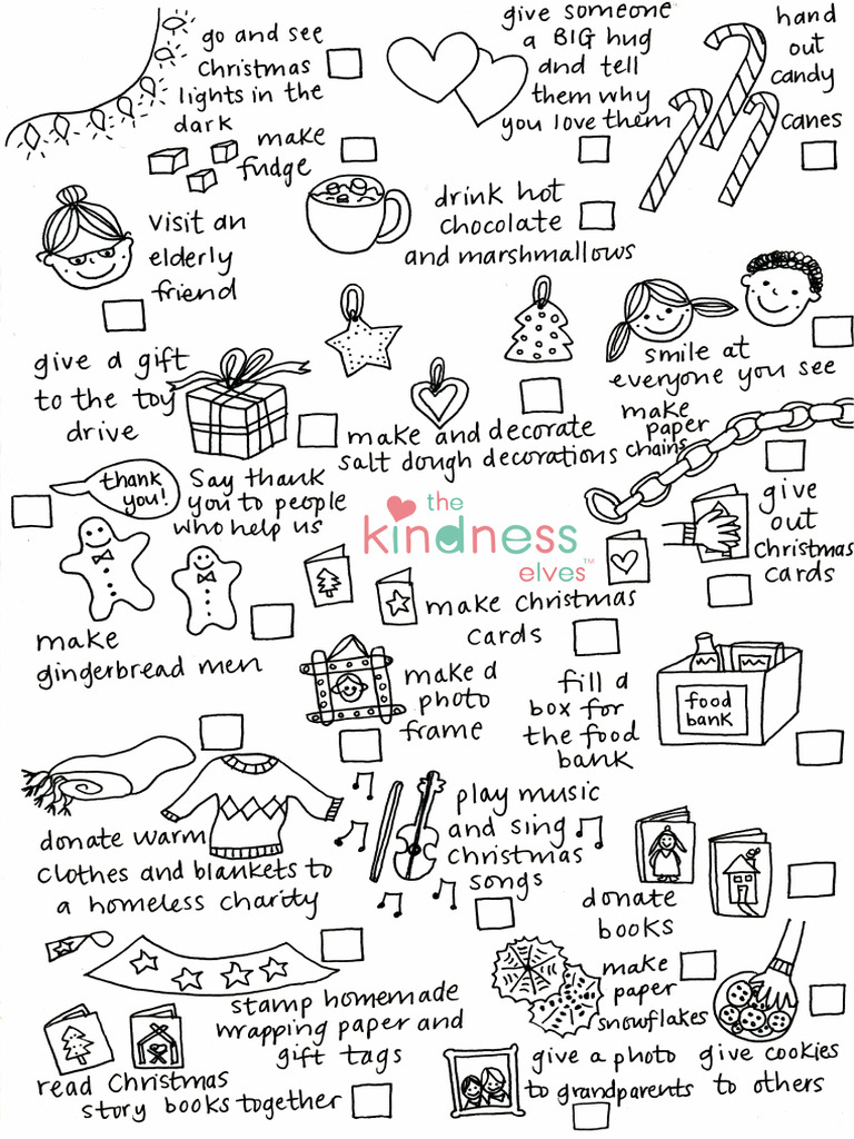 Kindness Elves 12 Days of Christmas Kindness Checklist | PDF