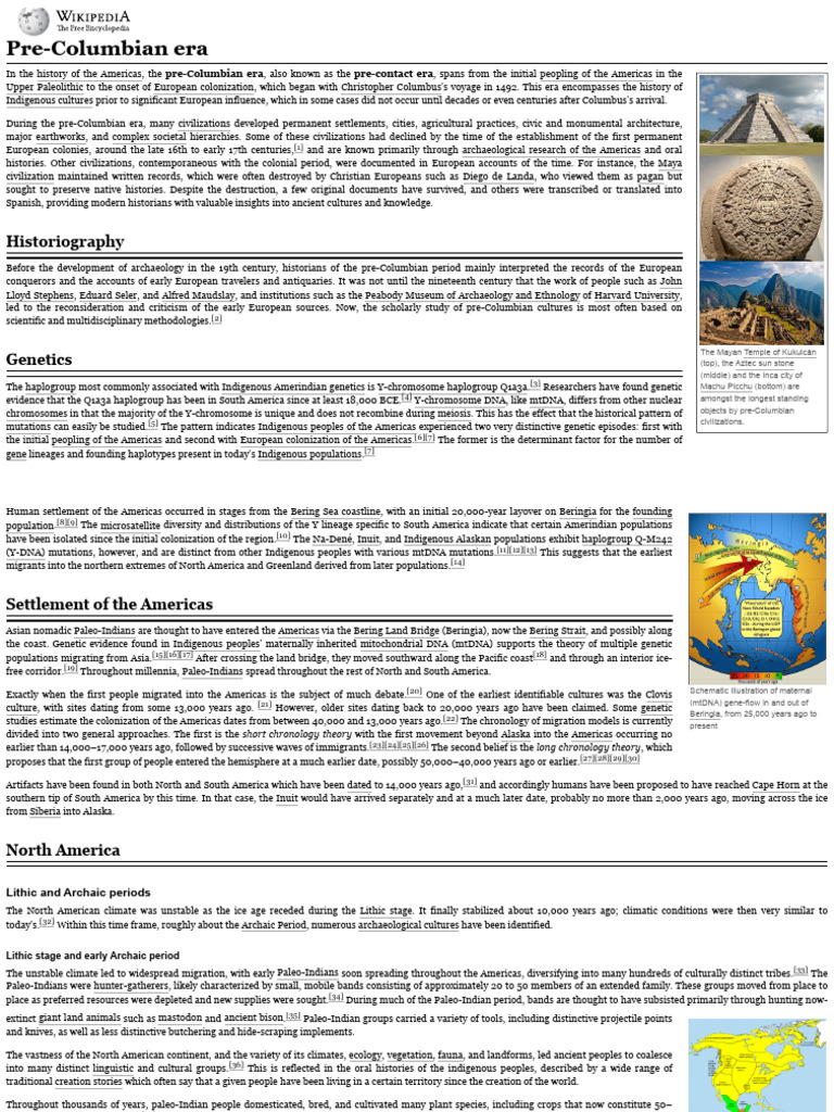 Pre-Columbian Era - Wikipedia | PDF