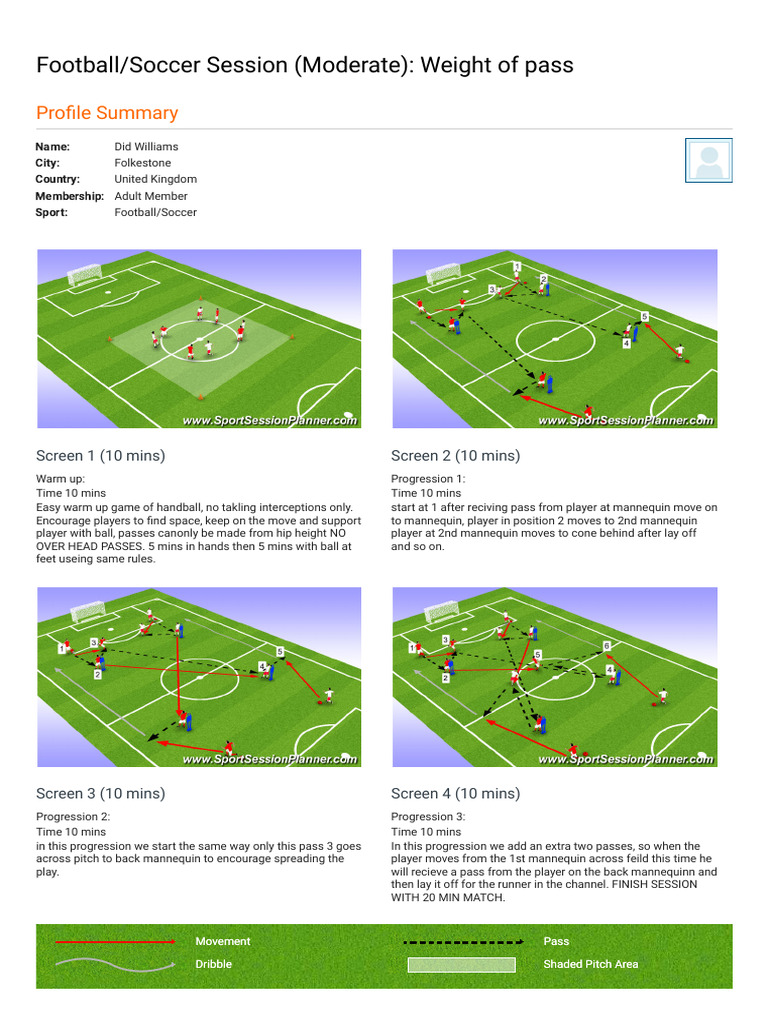 Football - Soccer - Weight of Pass (Technical - Passing & Receiving | PDF