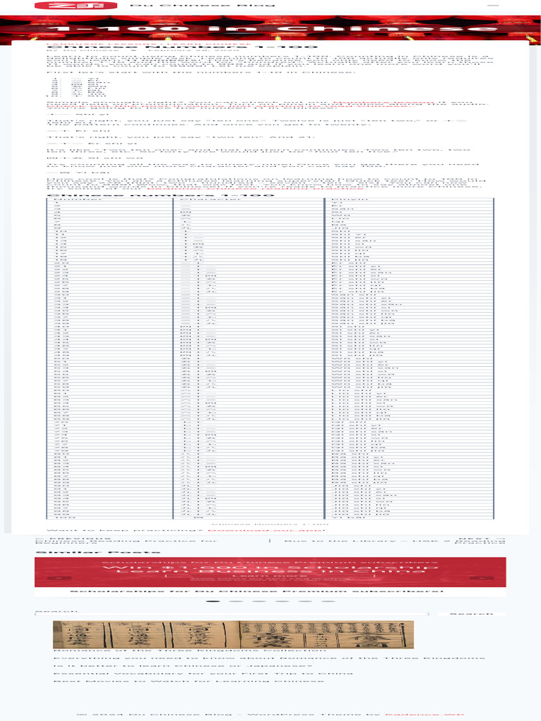 Chinese Numbers 1 1000 Du Chinese Blog Pdf Chinese Language