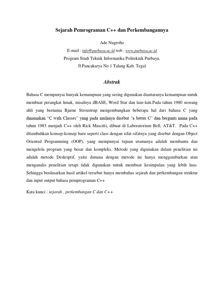 Sejarah Pemrograman C Dan Perkembanganny | PDF | Komputer