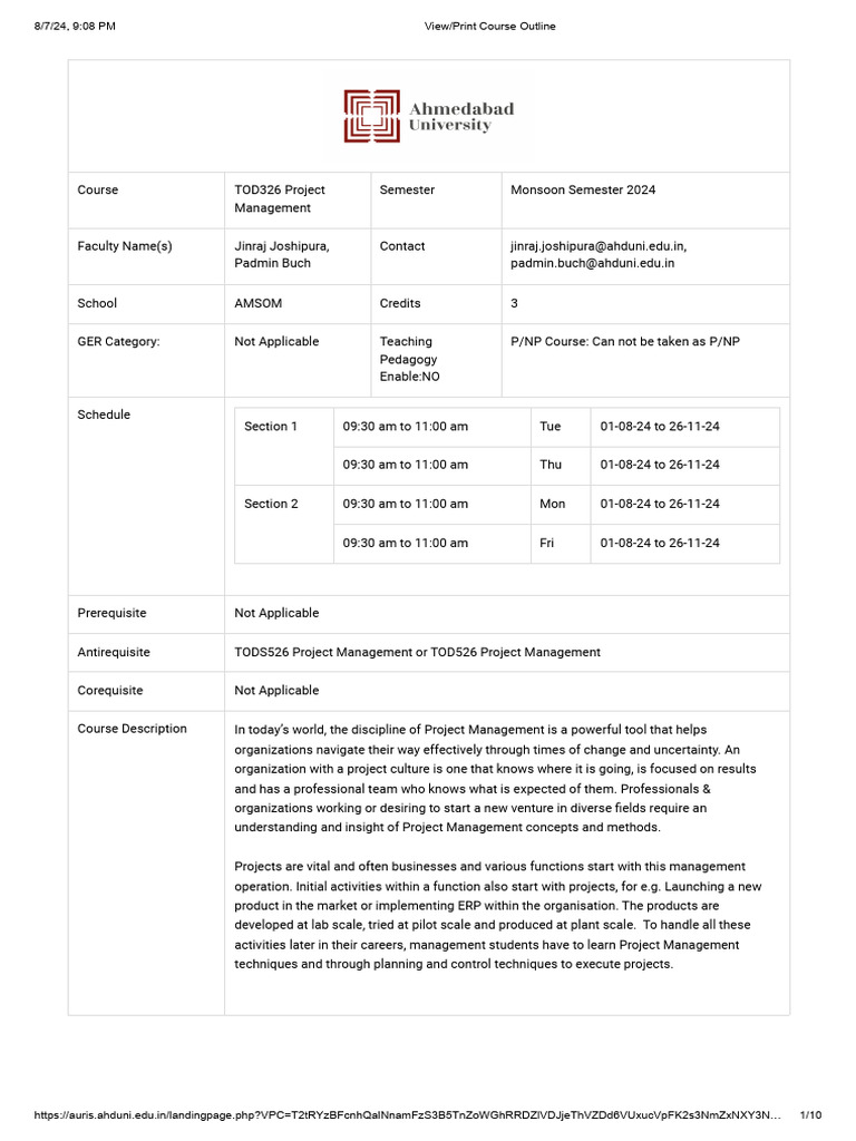 PM - View - Print Course Outline | PDF
