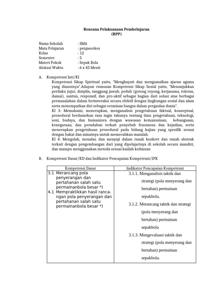 RPP Ganjil Kelas Xii | PDF