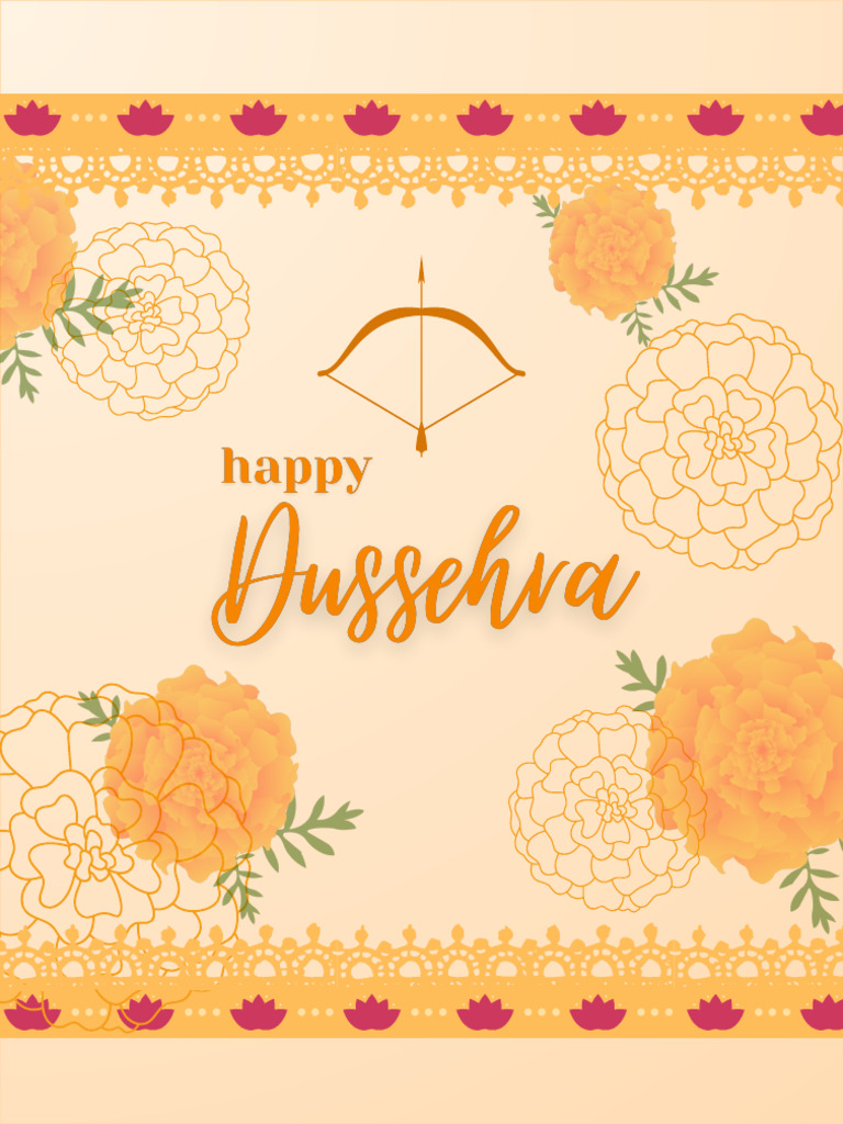 Orange Green Illustrative Pattern Happy Dussehra Poster | PDF