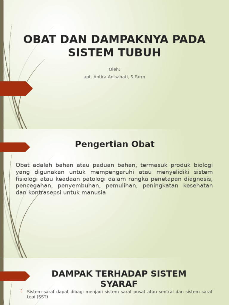 Dampak Obat THD Sistem Tubuh Manusia | PDF | Pharmacology | Self ...