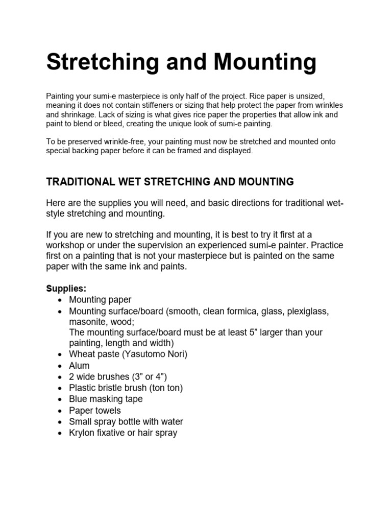 Stretching and Mounting | PDF