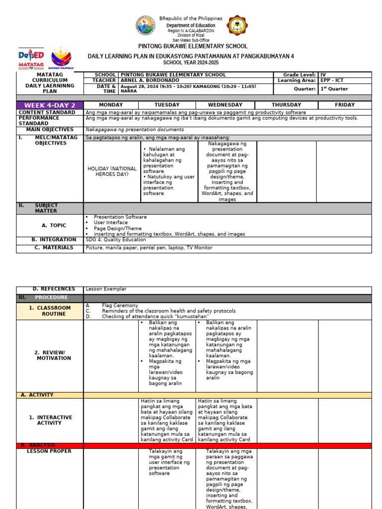 Epp4-4as DLP Day2 | PDF
