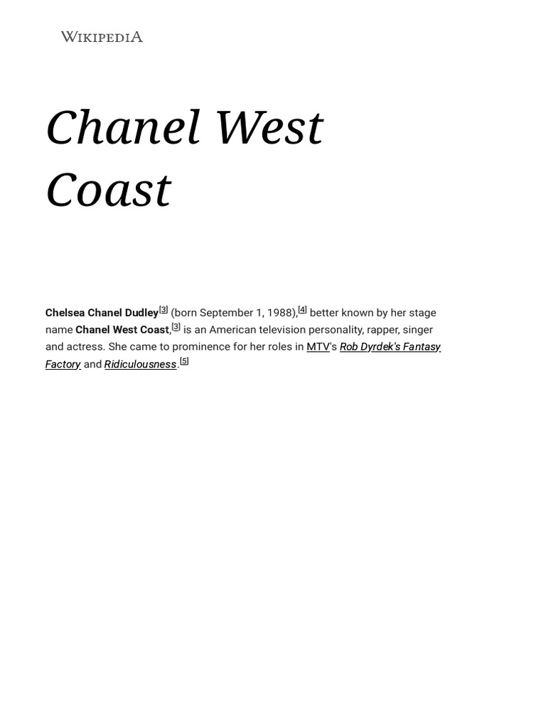 Chanel West Coast - Wikipedia | PDF | Hip Hop | Travel