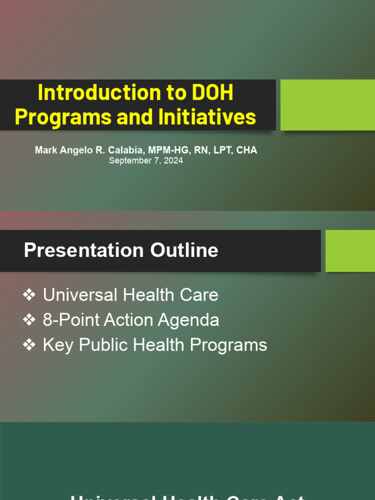 2024-09-07 - UHC, 8PAA & DOH Programs (M. Calabia) | PDF | Rabies ...