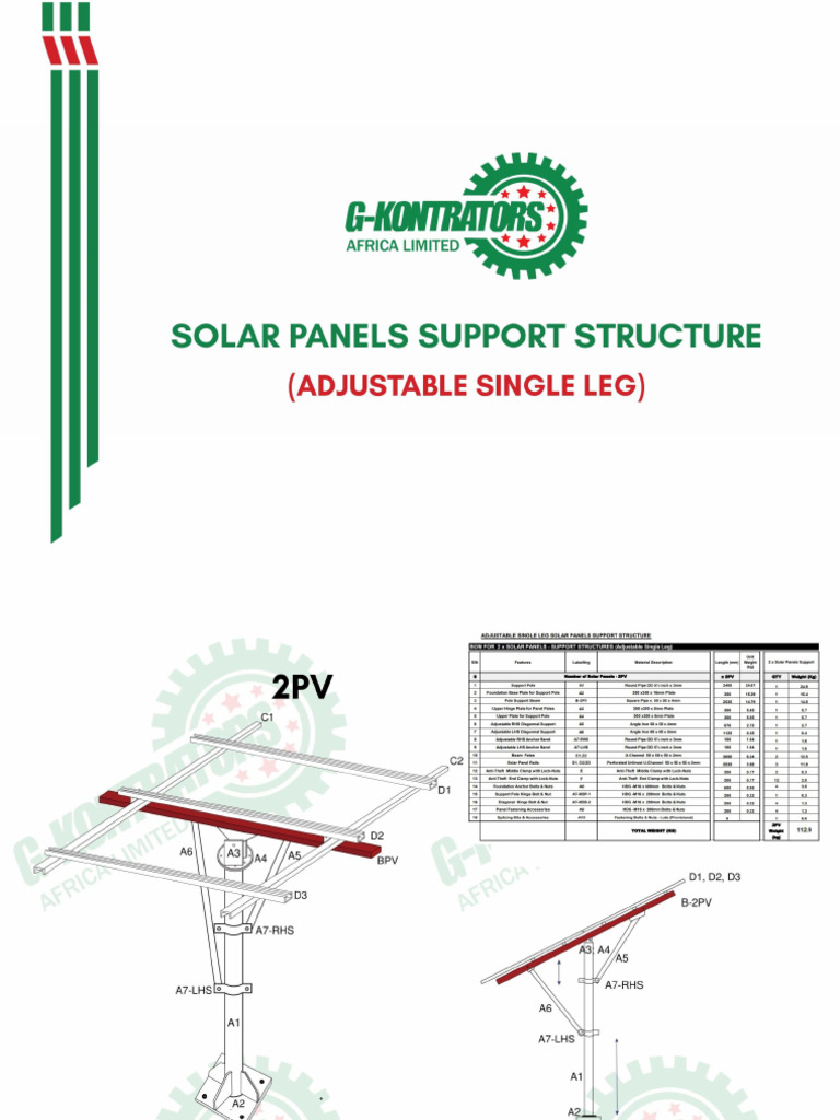 GKON-Adjustable Single Leg Solar Structure Design & Drawings _ Huawei ...