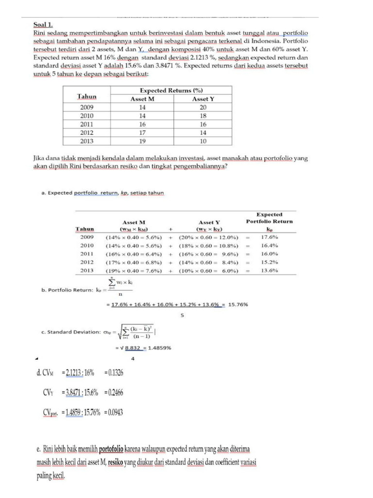 Latihan Risk and Return | PDF