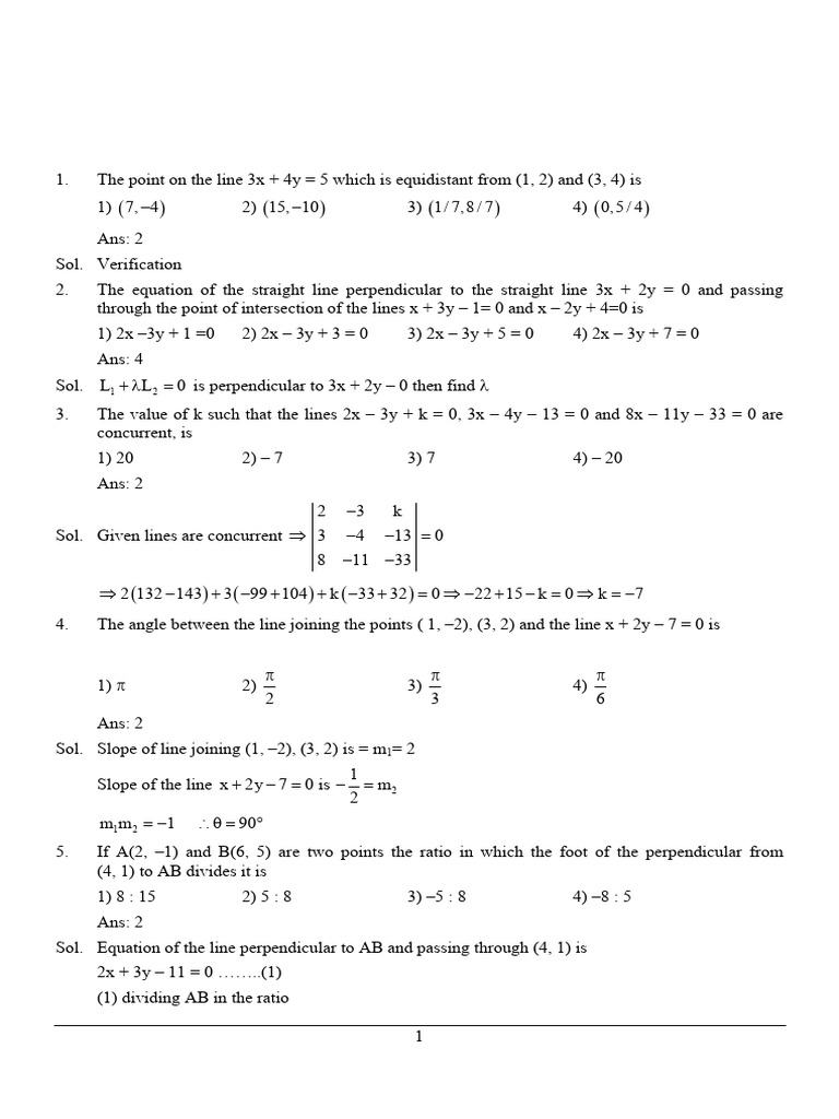 Straight Lines (1) | PDF