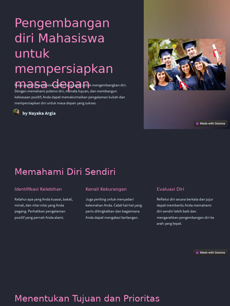 Pengembangan Diri Mahasiswa Untuk Mempersiapkan Masa Depan | PDF