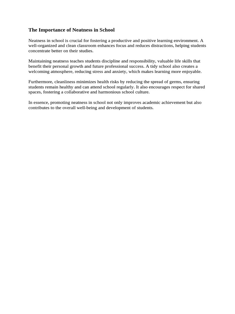 Benefits of Neatness in Schools | PDF | Career & Growth