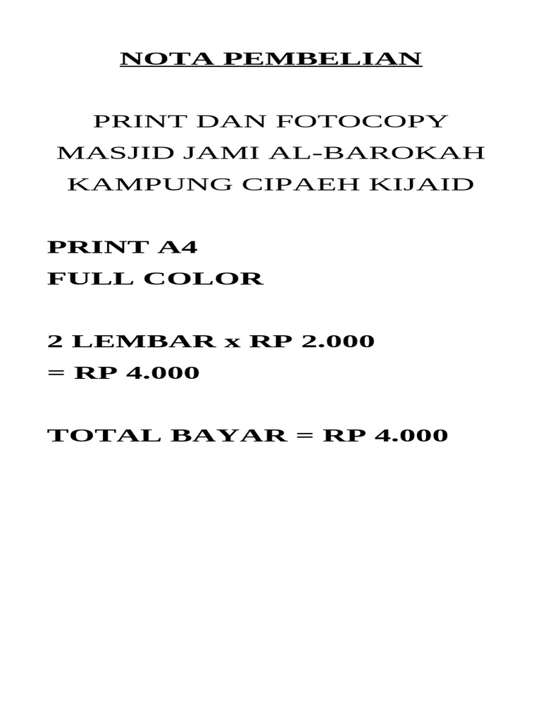 Nota Pembelian | PDF