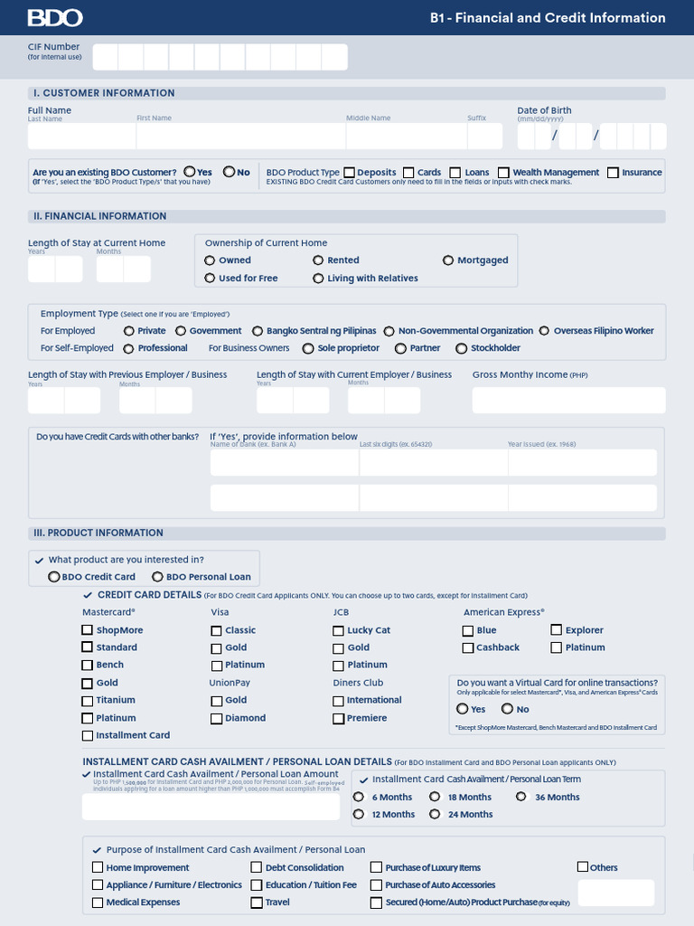 Personal Loan Form Bdo Client Jul 2022 | PDF | Credit Card | Loans