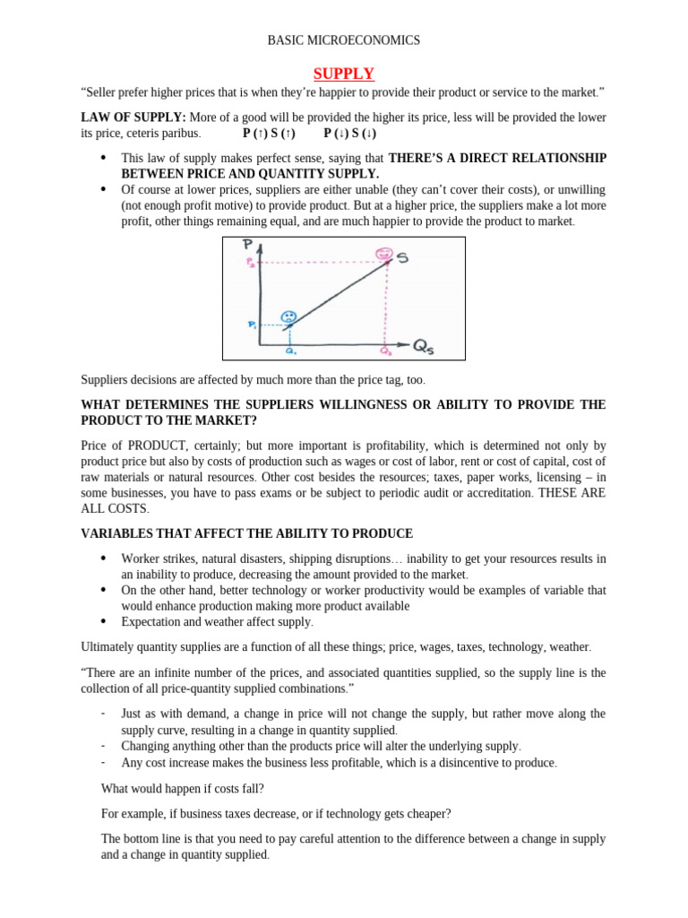 Basic Microeconomics Notes | PDF