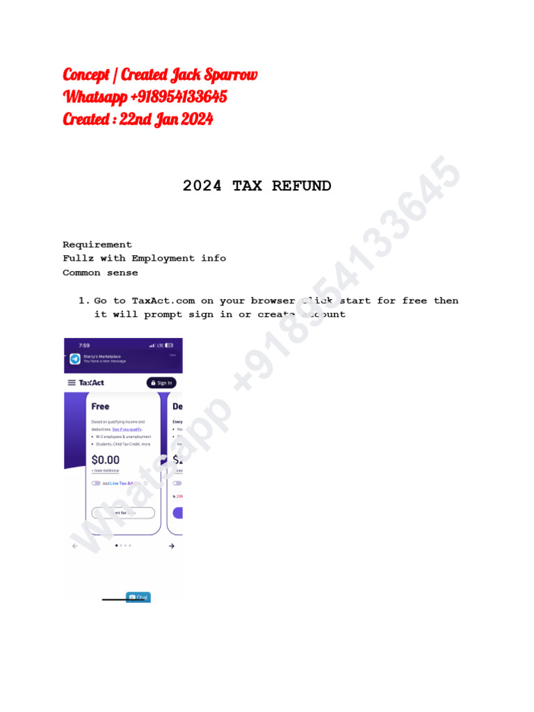 Tax Refund Step by Step 2024 Tax Act | PDF