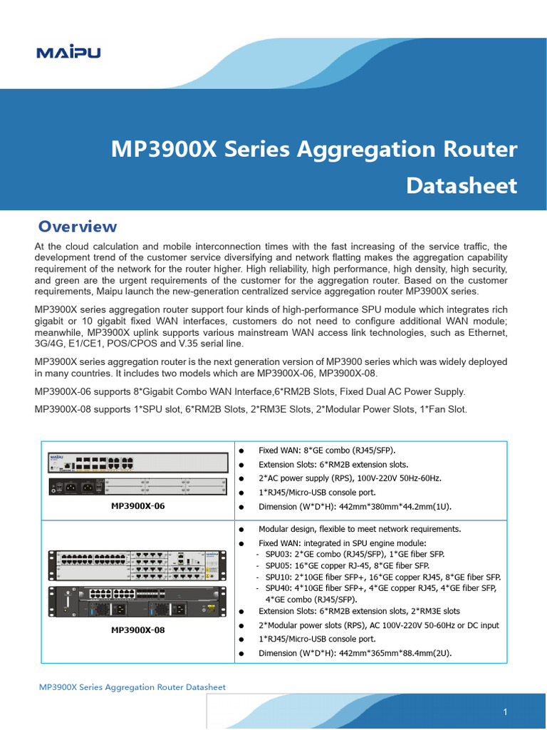MP3900X Series Aggregation MPLS Router Datasheet - 20230220 | PDF