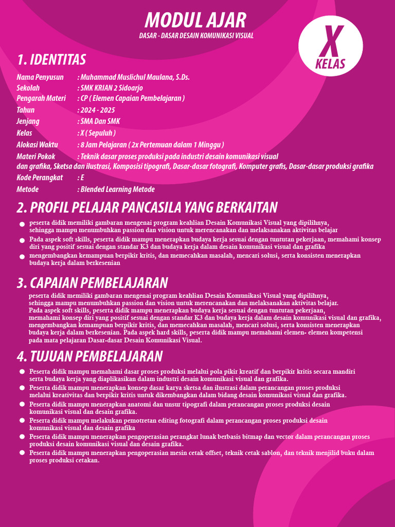 Modul Dasar2 DKV Fase e Kelas X | PDF