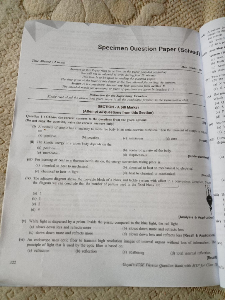 Physics Speciman Paper Solved | PDF