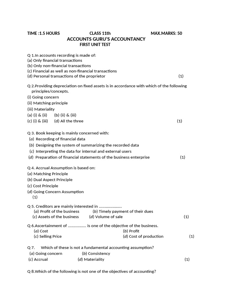 Unit Test 1 Word | PDF